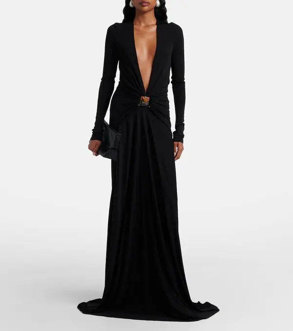 Christopher Esber Bezel Quartz Embellished Maxi Dress