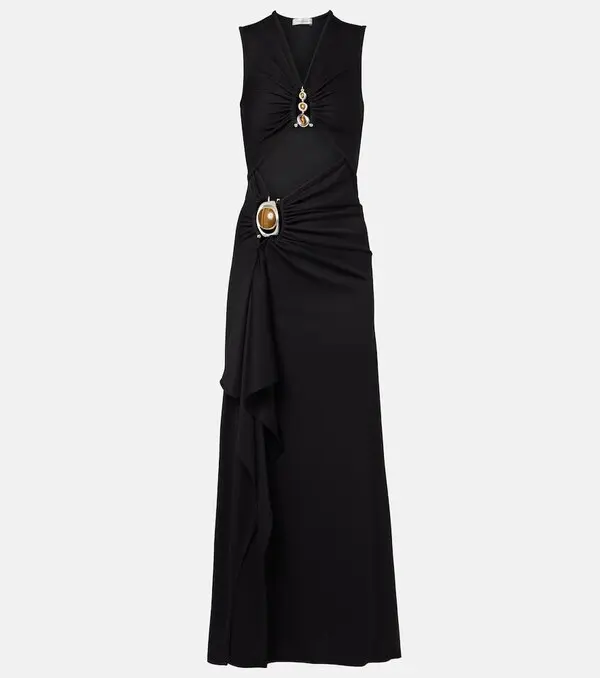 Christopher Esber Droplet Crystal Cutout Embellished Maxi Dress - Black