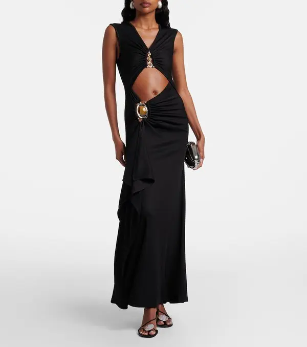 Christopher Esber Droplet Crystal Cutout Embellished Maxi Dress
