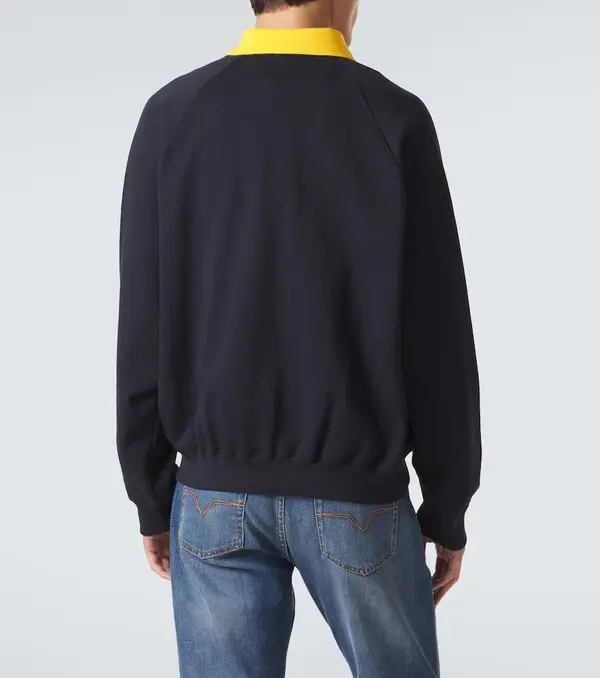 Versace Embroidered Cotton Jersey Polo Sweatshirt