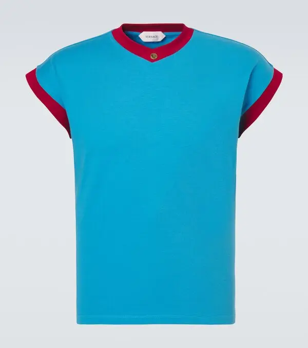 Versace Medusa Cotton-blend Jersey T-shirt - Blue