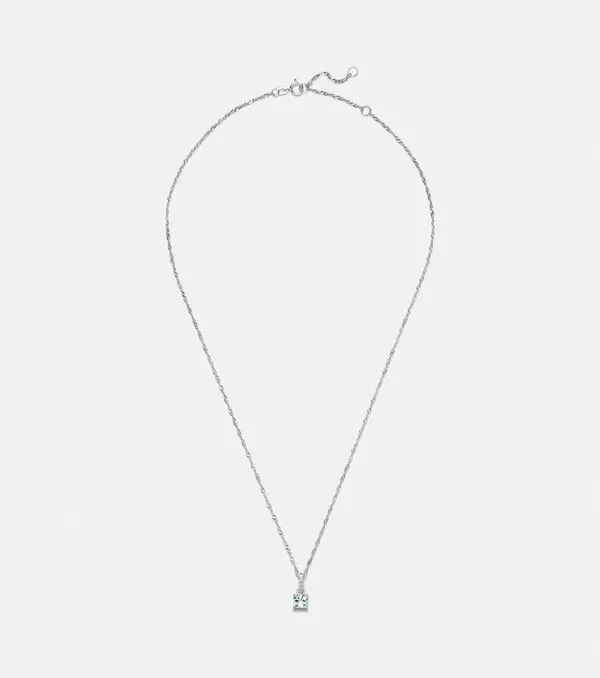 STONE AND STRAND Le Bleu White Gold Necklace With Aquamarine And Diamonds - Silver