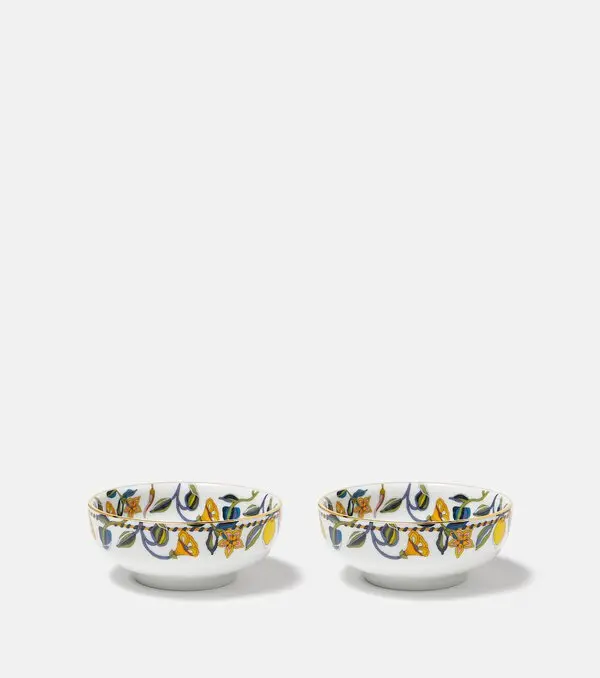 La DoubleJ Borboni Set Of 2 Porcelain Snack Bowls - White