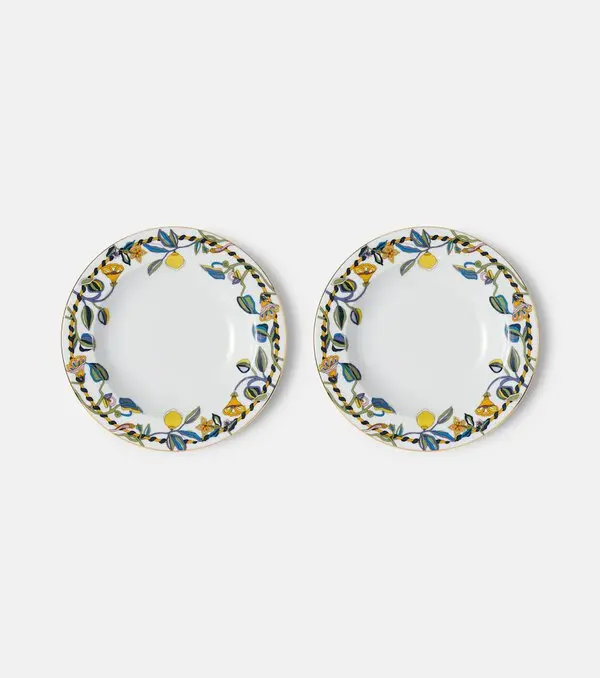 La DoubleJ Borboni Set Of 2 Porcelain Soup Plates - White