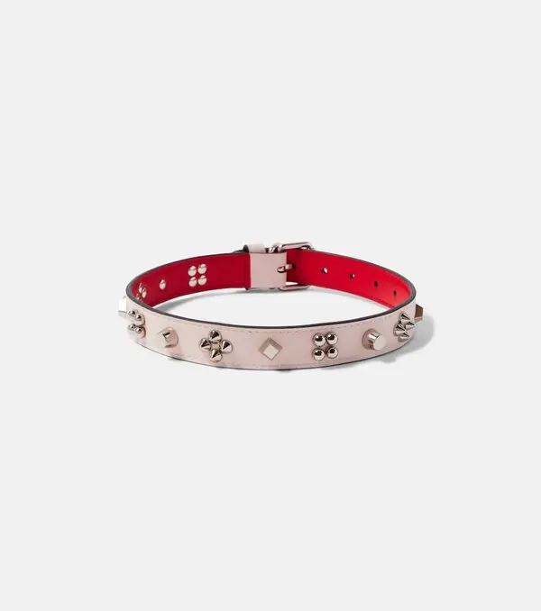 CHRISTIAN LOUBOUTIN Loubicollar Medium Leather Dog Collar - White