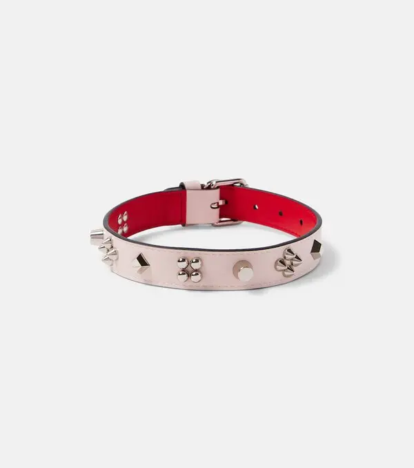 CHRISTIAN LOUBOUTIN Loubicollar Leather Dog Collar - White