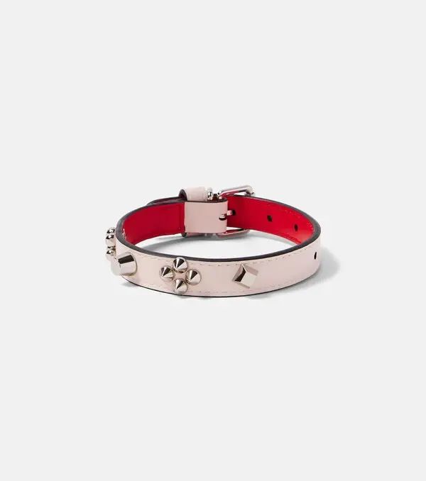 CHRISTIAN LOUBOUTIN Loubicollar Small Leather Dog Collar - White