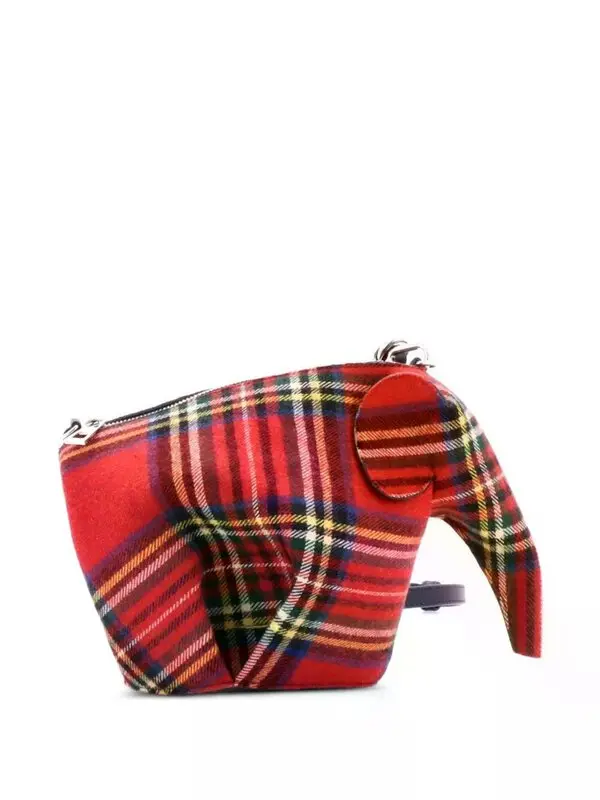 Loewe Elephant Tartan Wool And Leather Mini Crossbody Bag