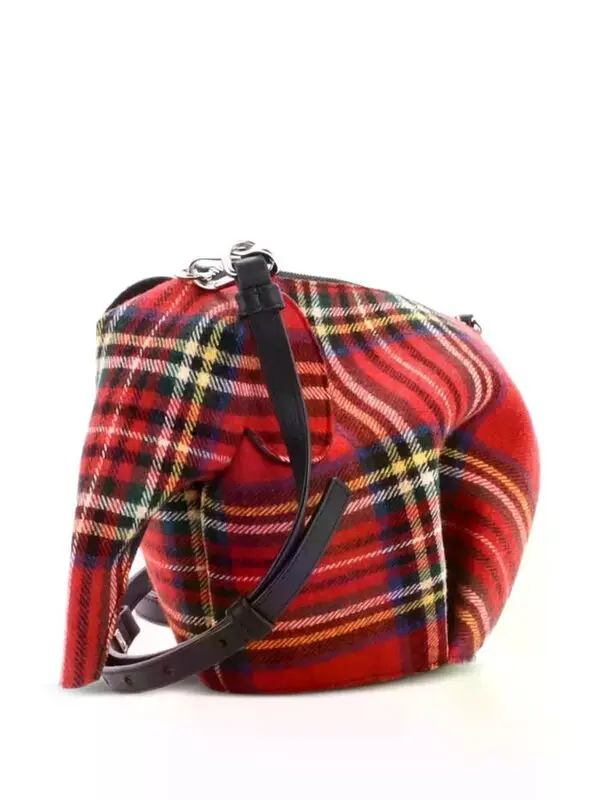 Loewe Elephant Tartan Wool And Leather Mini Crossbody Bag
