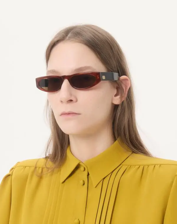 Valentino Garavani Geometric Acetate Eyewear - Havana/brown