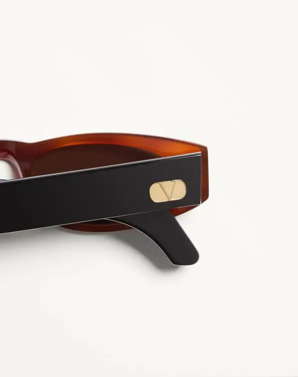 Valentino Garavani Geometric Acetate Eyewear - Havana/brown