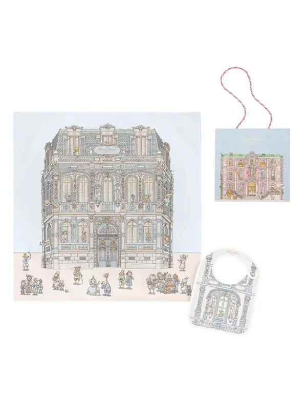 ATELIER CHOUX Chateau Choux" Carre` Satin Bib Set - Multi