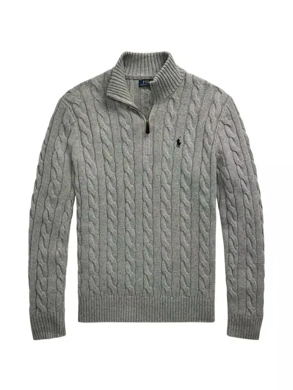 Polo Ralph Lauren Cable-knit Quarter-zip Sweater - Grey