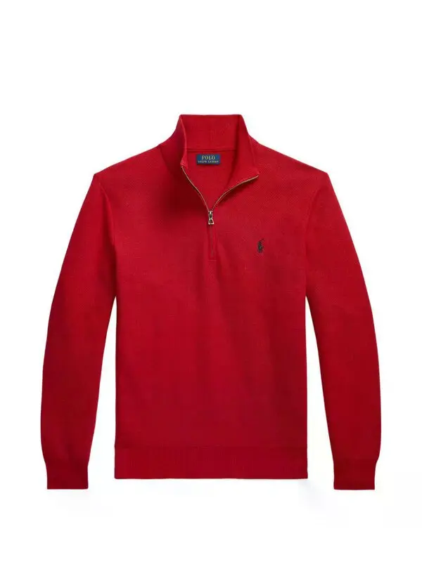 Polo Ralph Lauren Quarter-zip Waffle-knit Sweater - Red