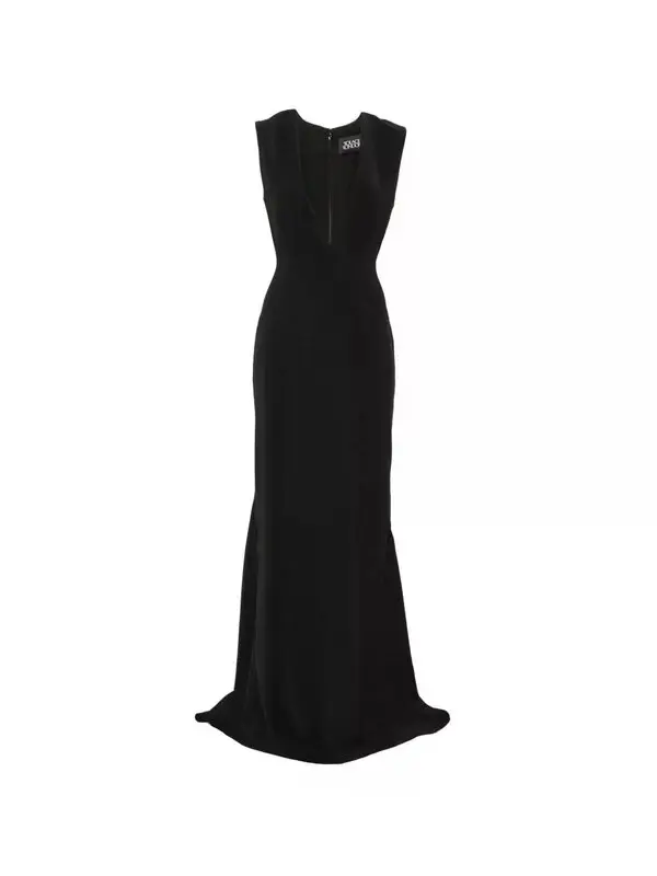 Solace London Althea Plunging V-neck Maxi Dress - Black