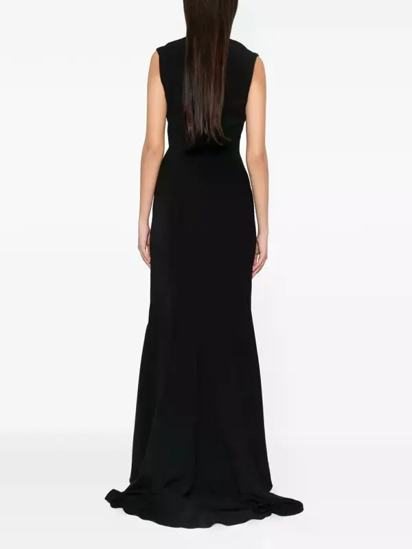 Solace London Althea Plunging V-neck Maxi Dress - Black