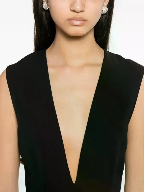 Solace London Althea Plunging V-neck Maxi Dress - Black
