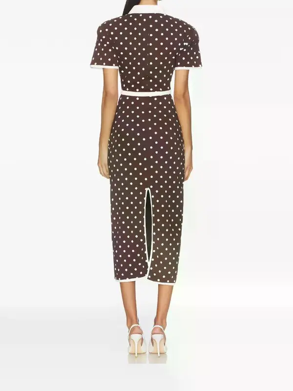 ROWEN ROSE Polka-dot Belted Dress