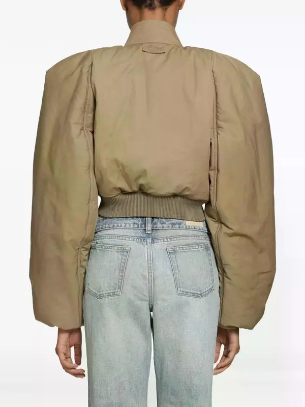 Alexander McQueen Exaggerated-shoulder Cropped Bomber Jacket - Neutrals