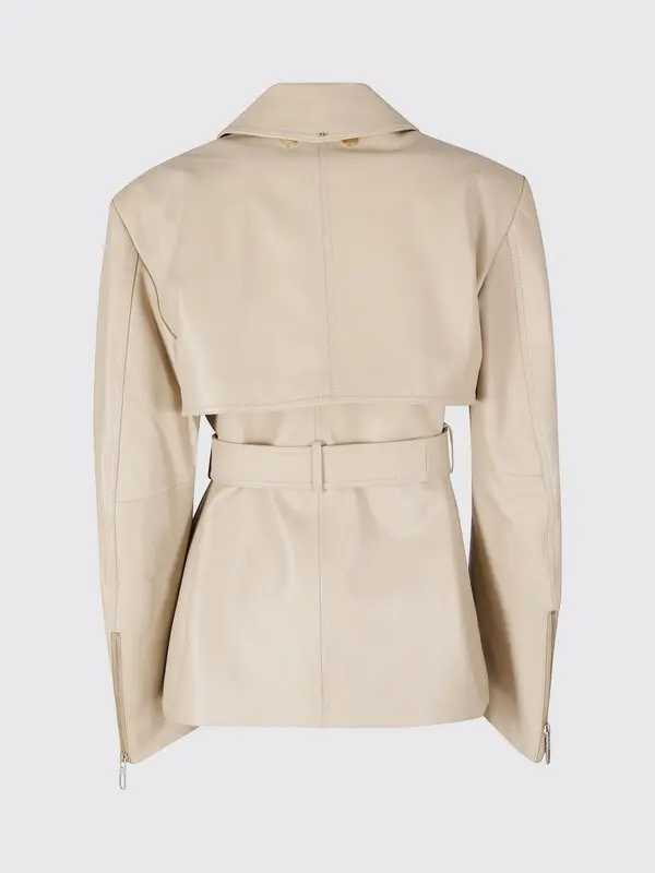 Sportmax Leather Belted Jacket - Beige