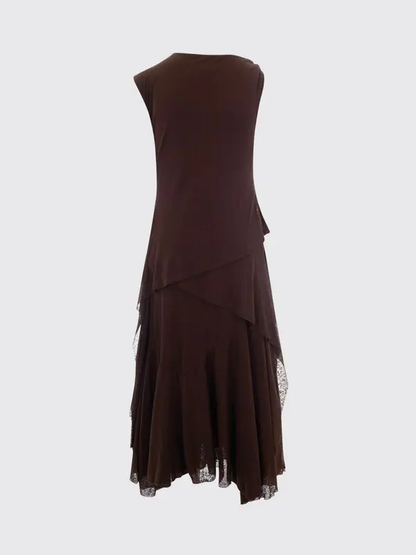 GANNI Asymmetrical Off-the-shoulder Recycled Jersey Midi Dress - Brown