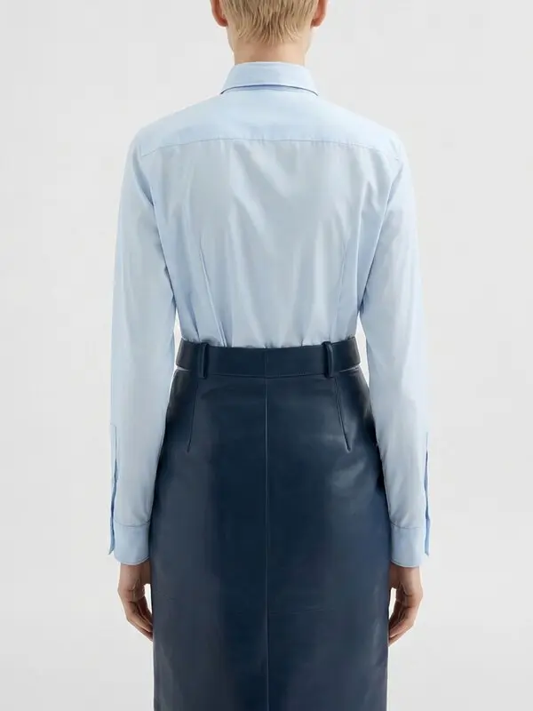 JIL SANDER Long Sleeve Cotton Shirt - Blue