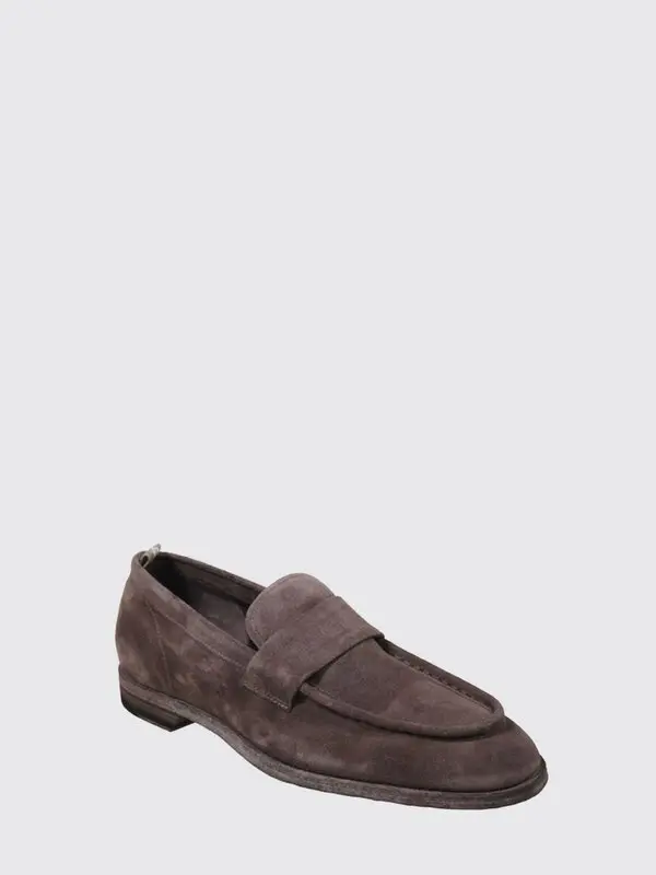Officine Creative Suede Cowhide Loafers With Saddle Strap