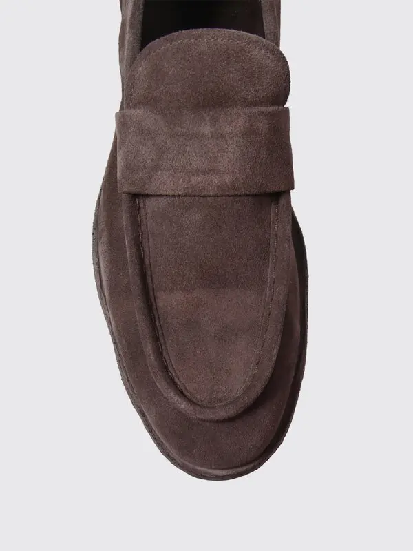 Officine Creative Suede Cowhide Loafers With Saddle Strap