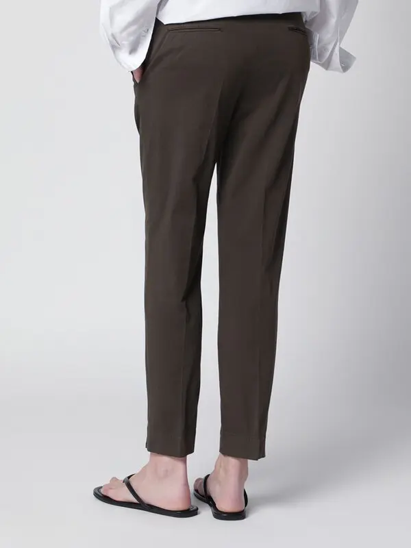 PT TORINO High-waisted Skinny Trousers In Stretch Cotton - Brown