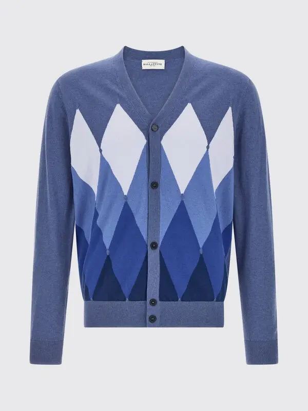 BALLANTYNE Diamond Pattern Cotton And Cashmere Cardigan