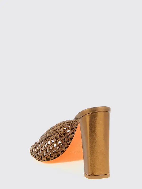Santoni Woven And Perforated Leather Mules