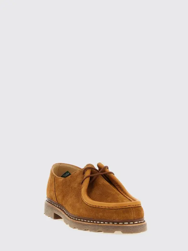 Paraboot Suede Calfskin Leather Derby Shoes With Notched Rubber Sole - Brown