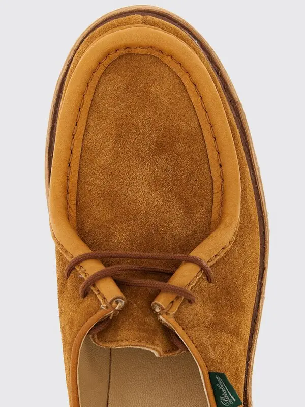 Paraboot Suede Calfskin Leather Derby Shoes With Notched Rubber Sole - Brown