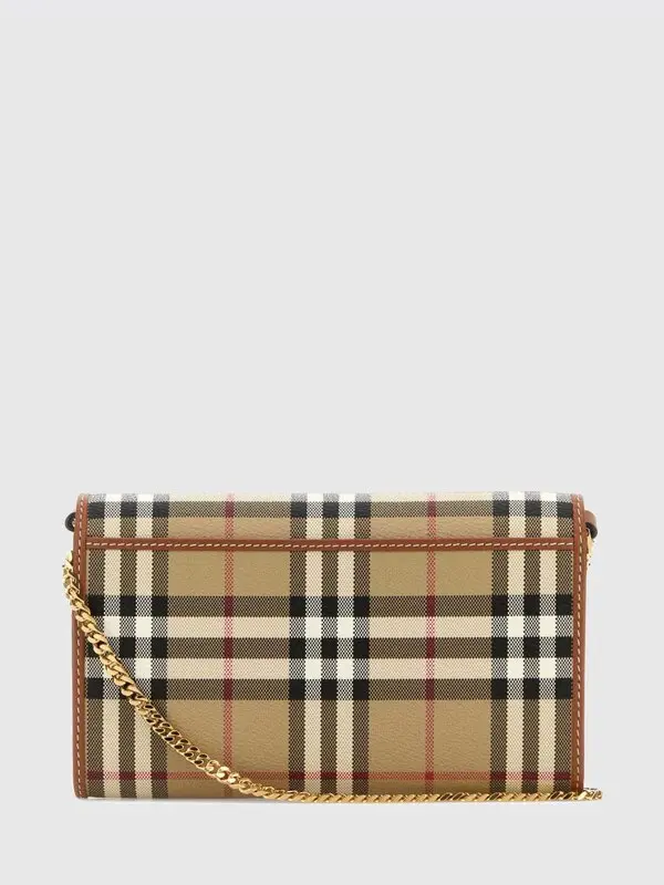 Burberry Check Coated Cotton Wallet On Chain Bag