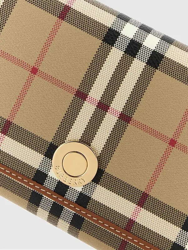 Burberry Check Coated Cotton Wallet On Chain Bag