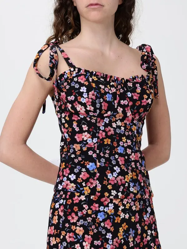 MAR DE MARGARITAS Viscose Floral Print Square Neck Off-the-shoulder Top