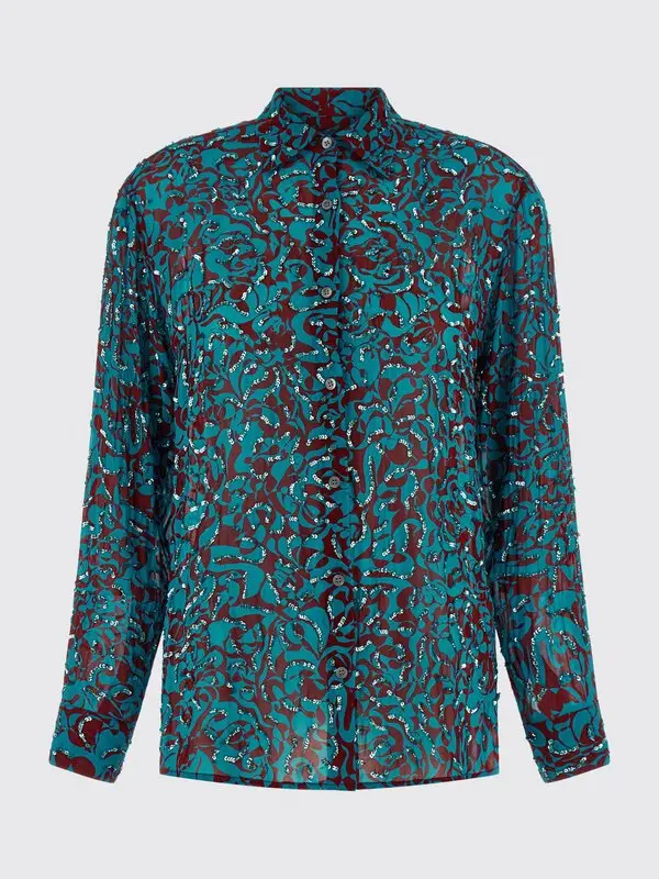 Dries Van Noten Sequined Viscose Shirt - Blue