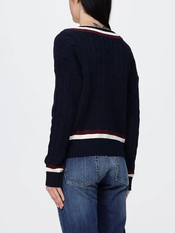 Ralph Lauren Cable Knit V-neck Sweater - Navy