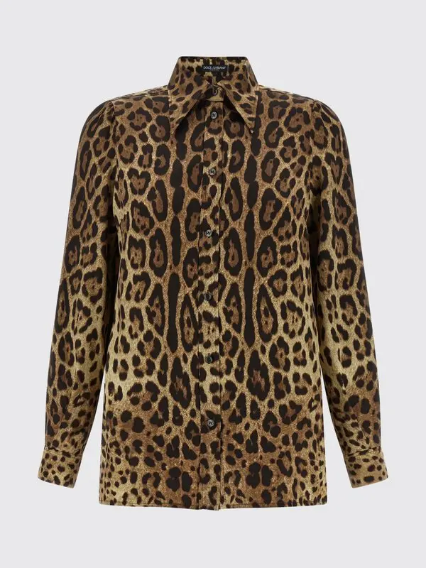Dolce & Gabbana Long Sleeve Silk Animal Print Shirt
