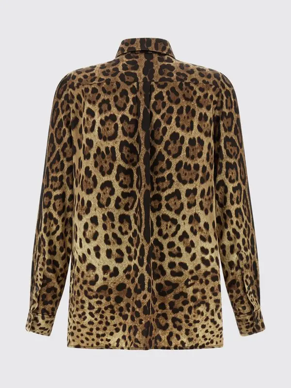 Dolce & Gabbana Long Sleeve Silk Animal Print Shirt
