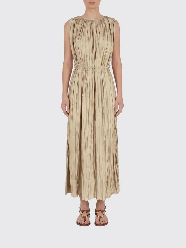 ROBERTO COLLINA Pleated Jersey Midi Dress - Olive