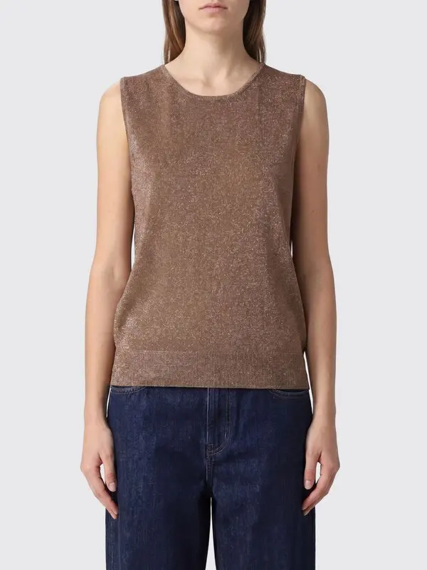 ROBERTO COLLINA Sleeveless Knit Top With Metallic Sheen - Silver