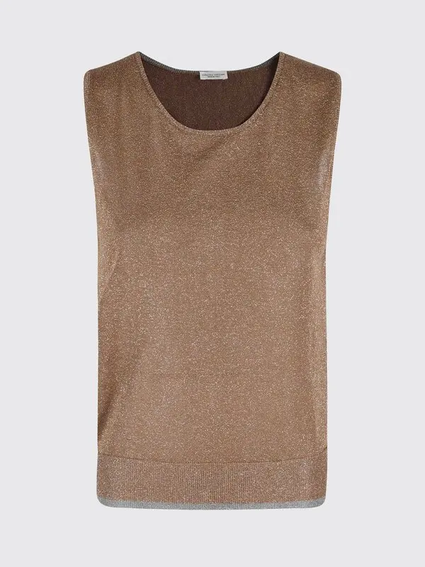 ROBERTO COLLINA Sleeveless Knit Top With Metallic Sheen - Silver