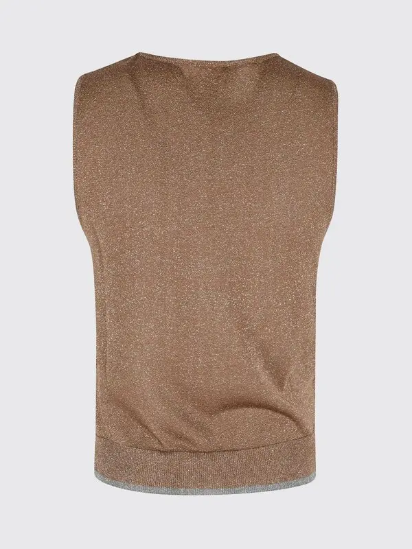 ROBERTO COLLINA Sleeveless Knit Top With Metallic Sheen - Silver