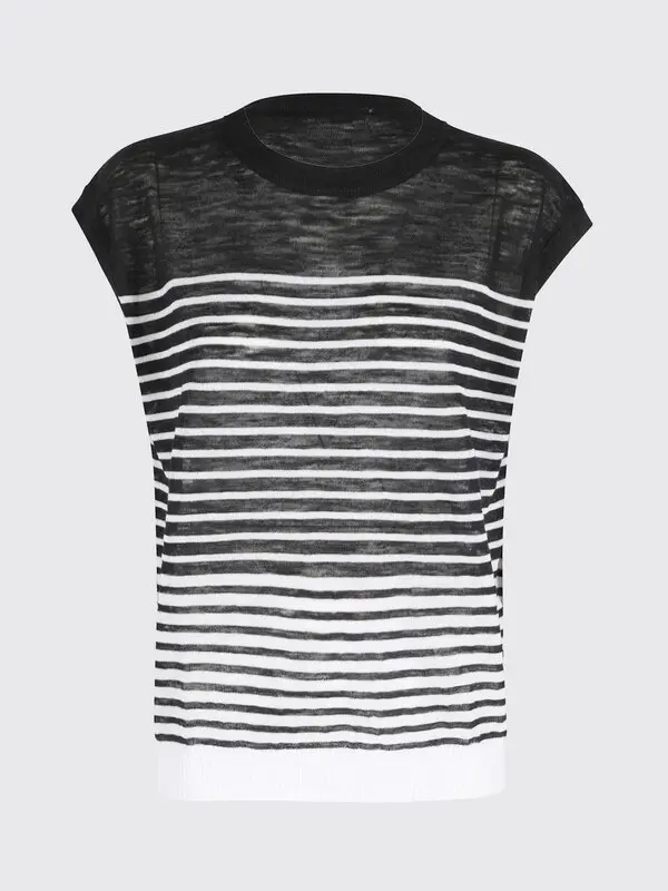 ROBERTO COLLINA Striped Linen Crew-neck Top - White