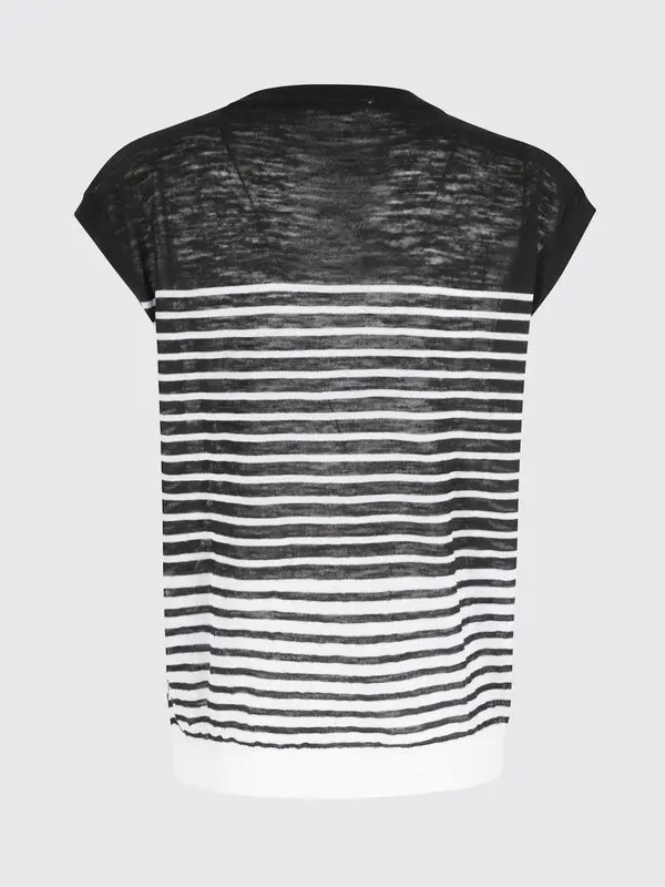 ROBERTO COLLINA Striped Linen Crew-neck Top - White