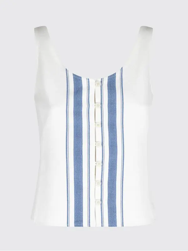 LOW CLASSIC Striped Button-up Tank Top - Blue