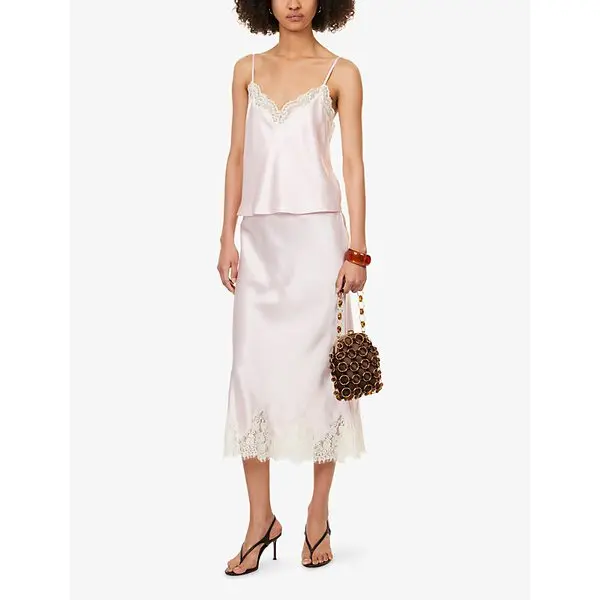 REFORMATION Teddy Lace-trimmed Silk Camisole - Cherry