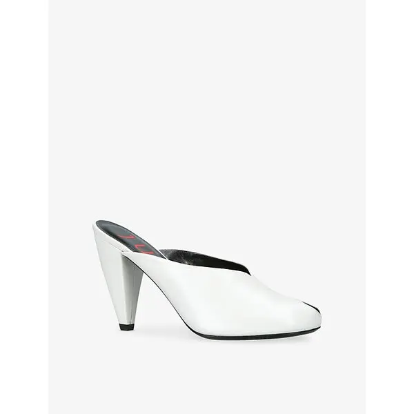 JUDE Paw 105 Heeled Leather Mules - White