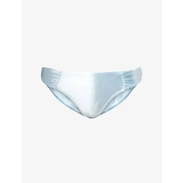 4TH & RECKLESS Ruched High-leg Bikini Bottoms - Blue